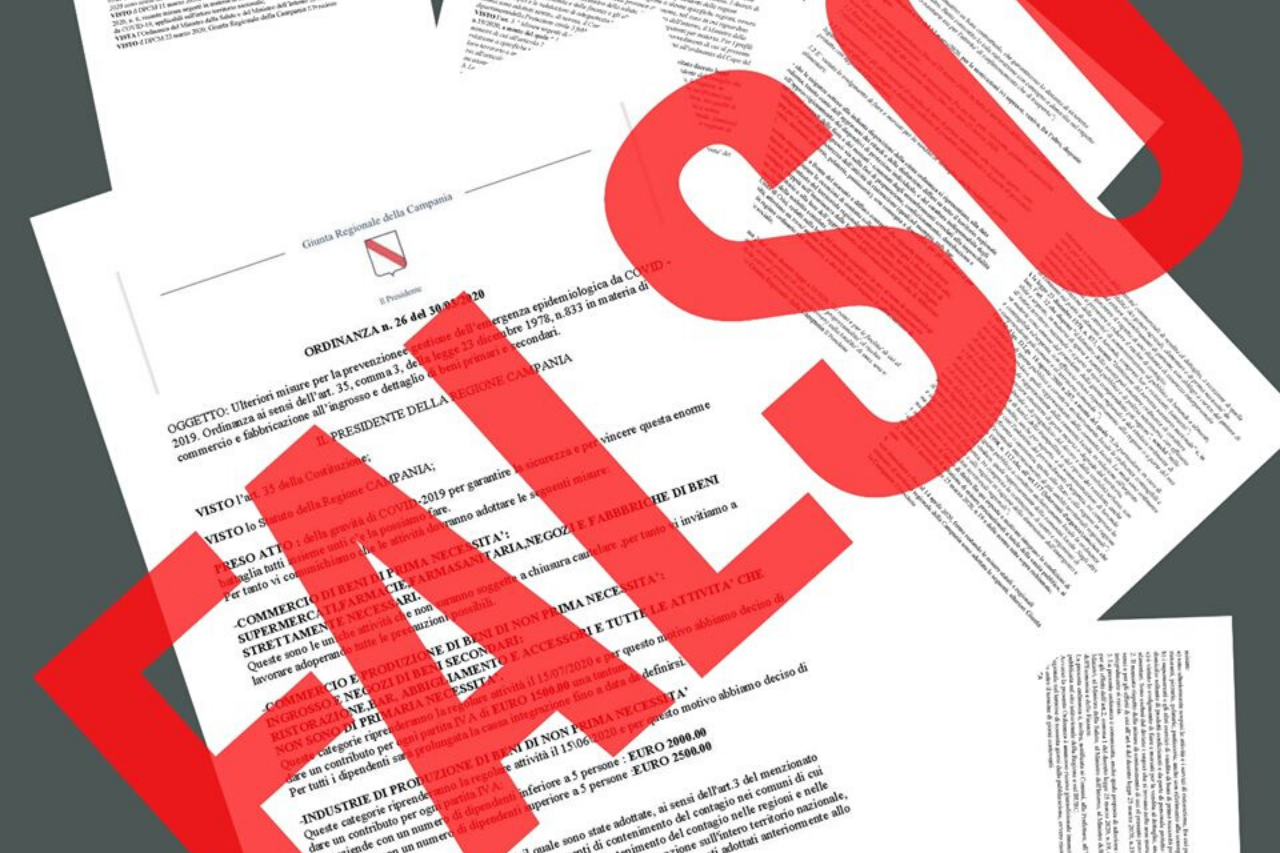 Fake news Coronavirus: falsa ordinanza della Regione Campania Fake news Coronavirus: falsa ordinanza della Regione Campania