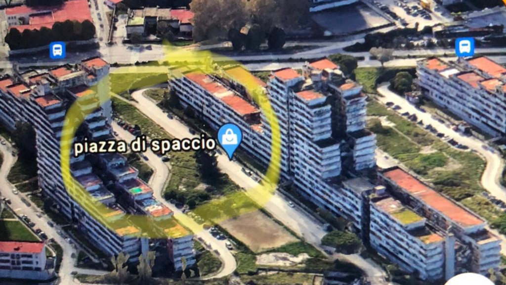 La vela di Scampia indicata da Google Maps come "Piazza di Spaccio"